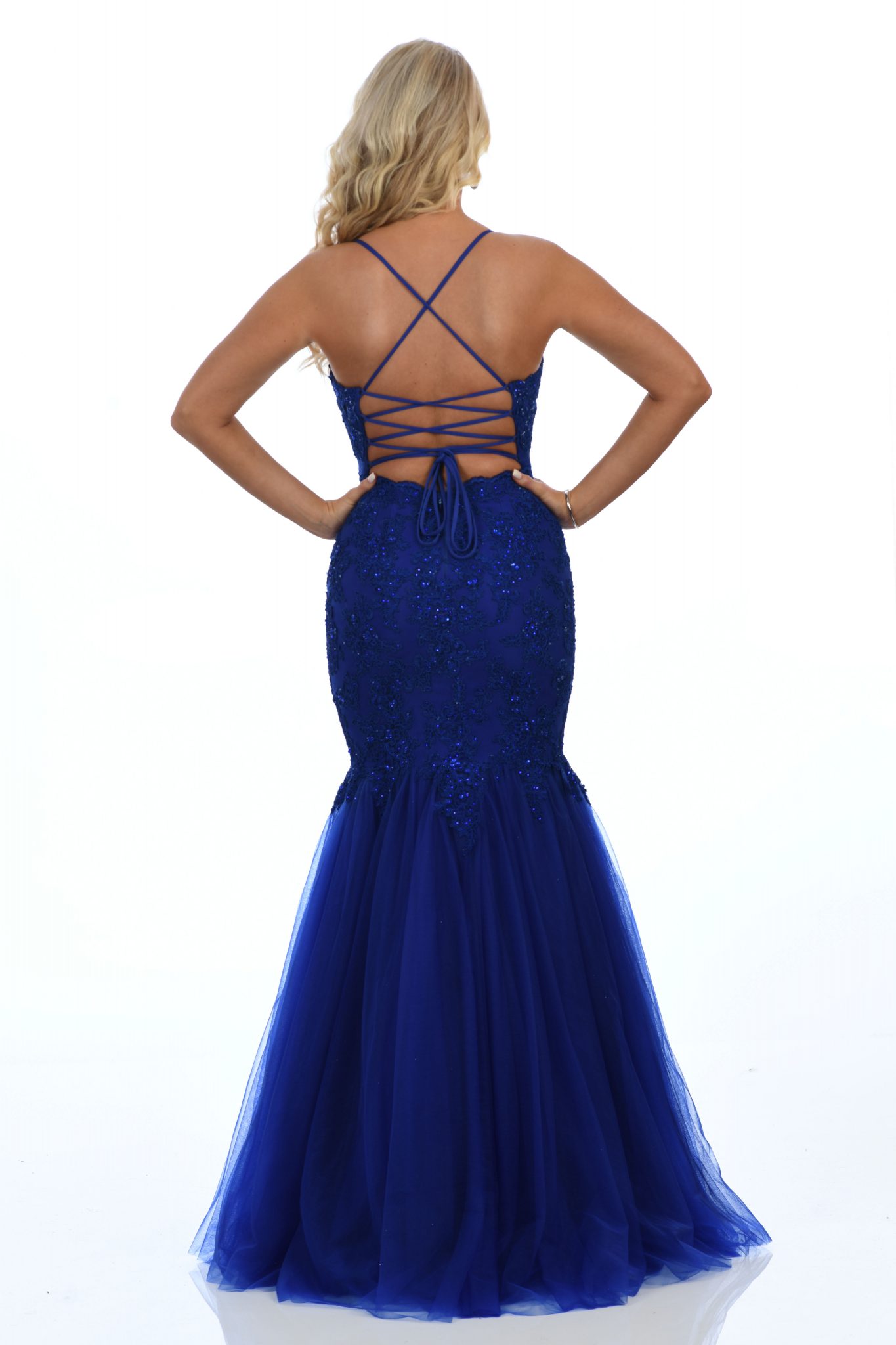 Full length fishtail dress with open back. AF79678 - Catherines of Partick
