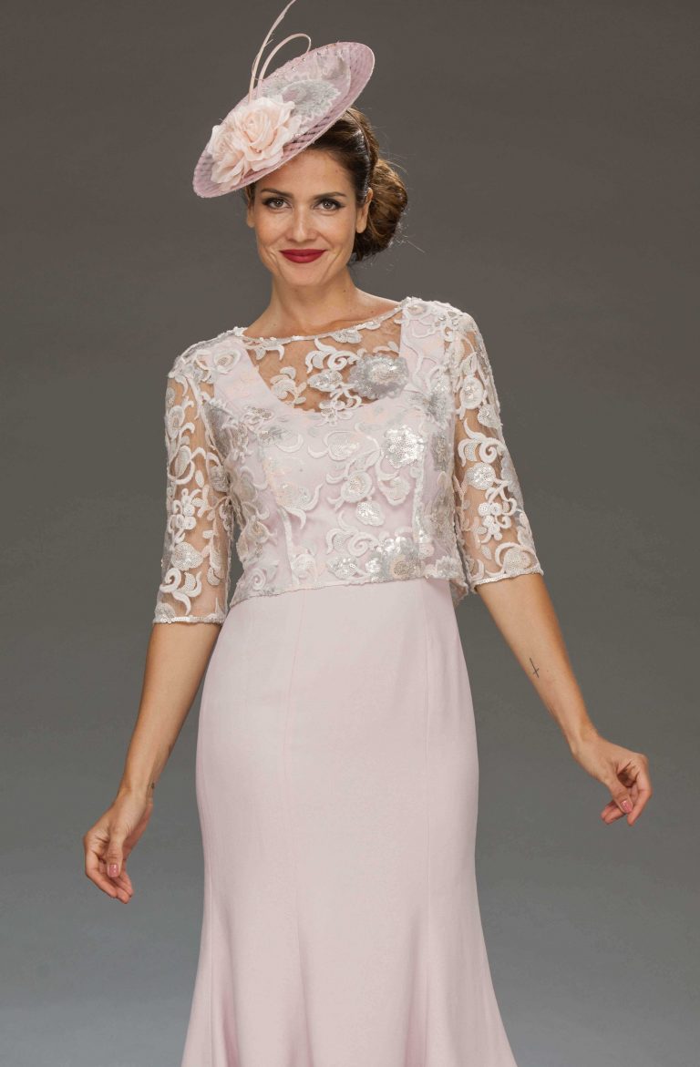 Short dress with lace detail top. 73801B - Catherines of Partick