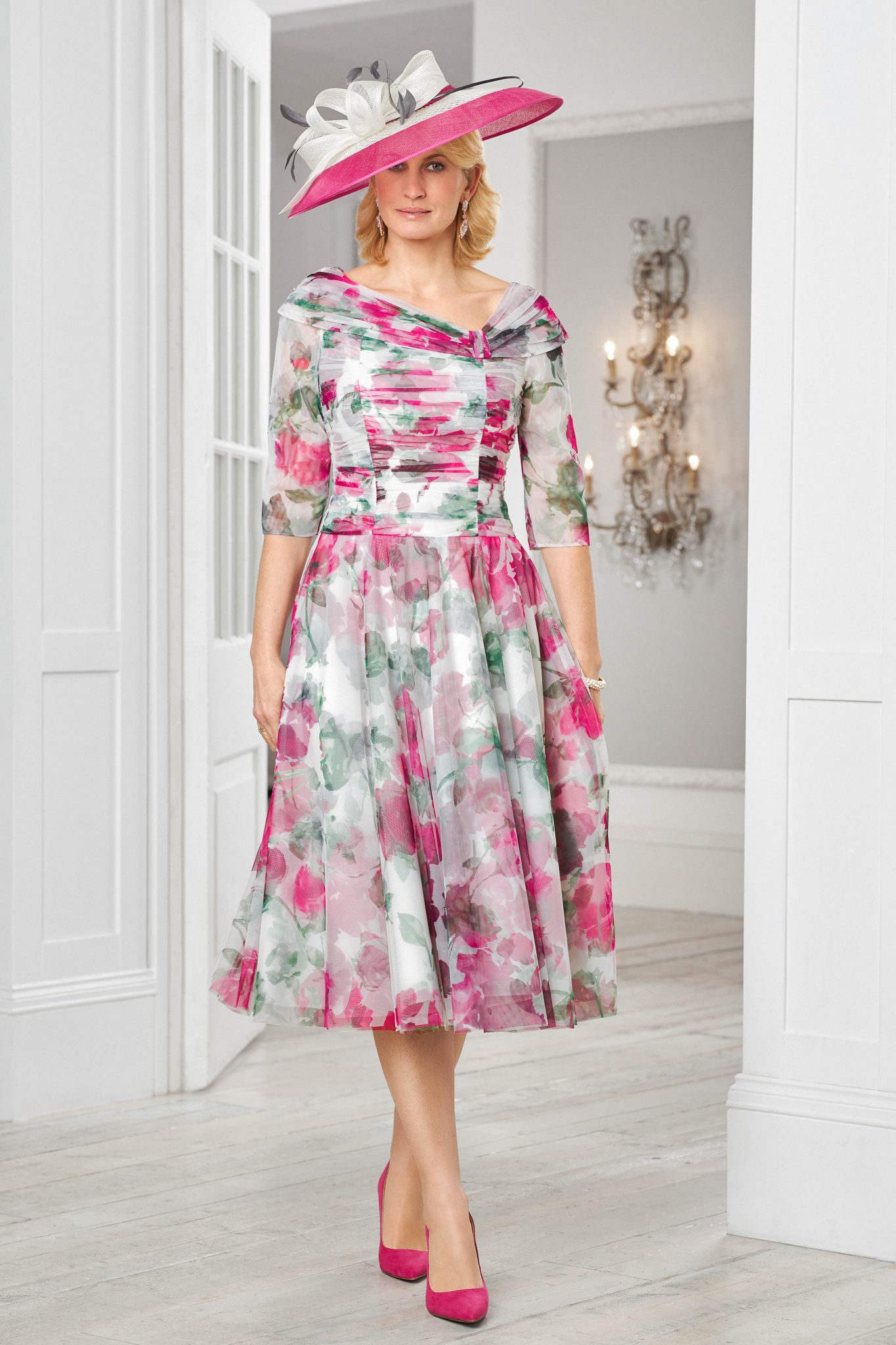 Wide neck dress with sleeves. 28985 - Catherines of Partick