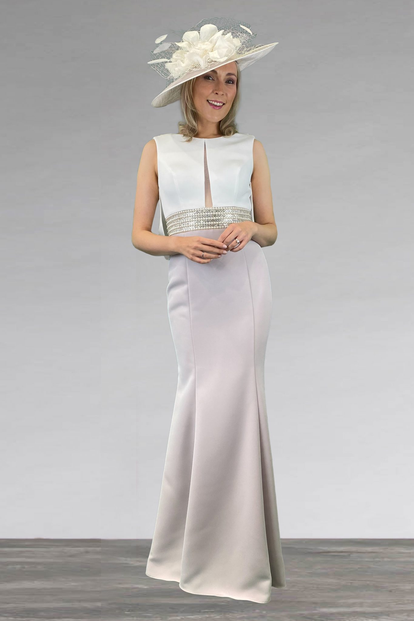 Full length dress with cowl back detail. 70696 - Catherines of Partick