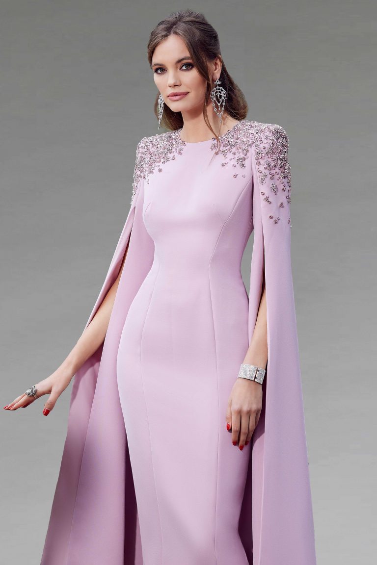 Short Fitted Dress with Dramatic Sleeves. 29732s - Catherines of Partick