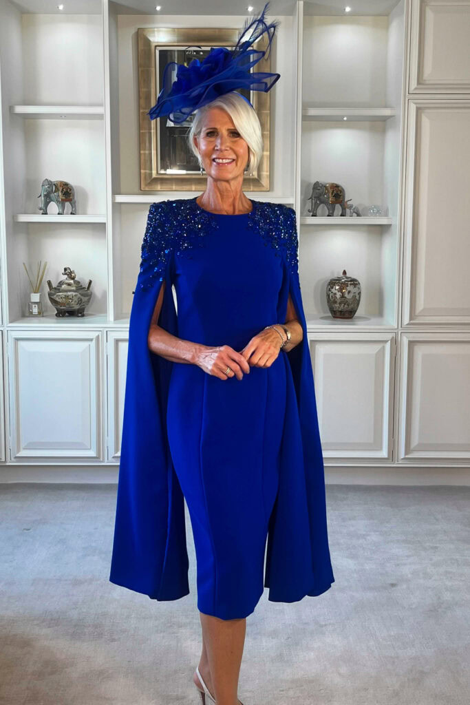 Short Fitted Dress with Dramatic Sleeves. 29732s - Catherines of Partick