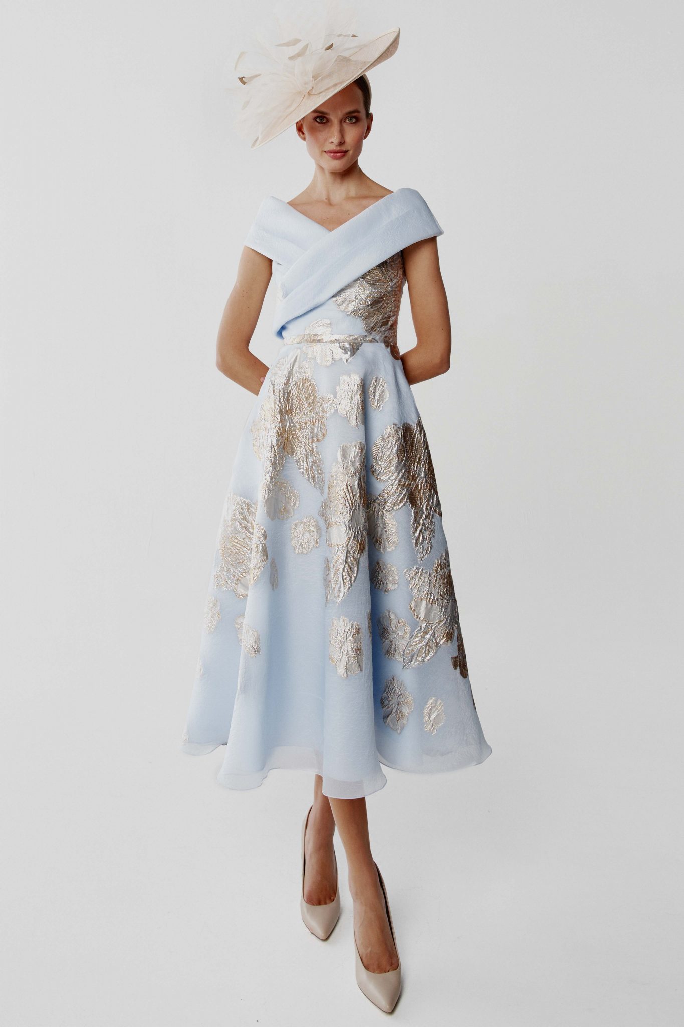 Mid Length Dress with A Line Skirt and Wrap Collar. 7497 - Catherines ...