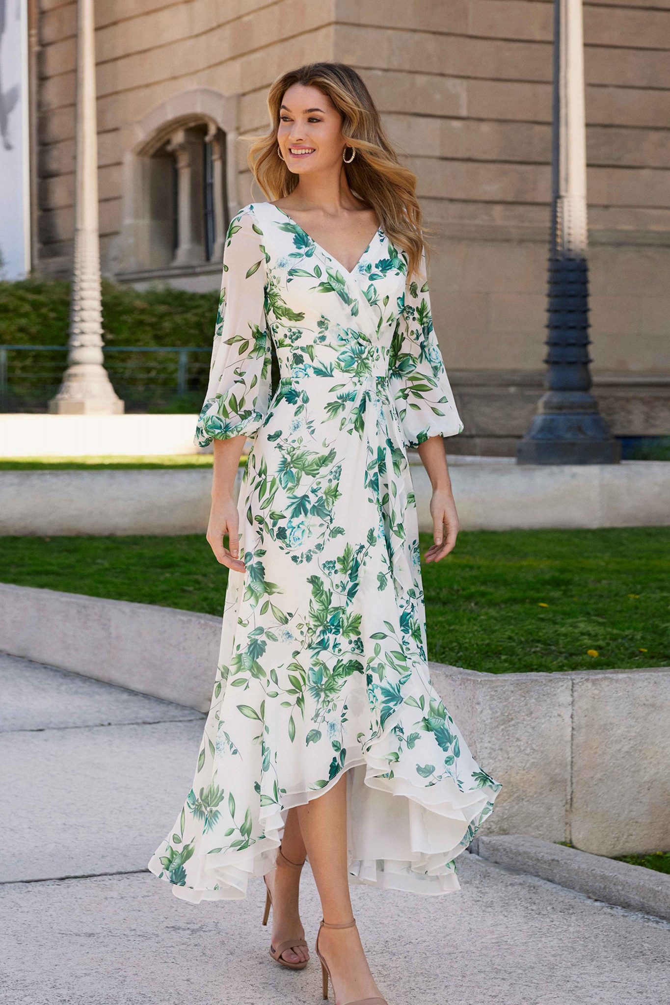 Dipped Hem Floral Dress. 7G129 - Catherines of Partick