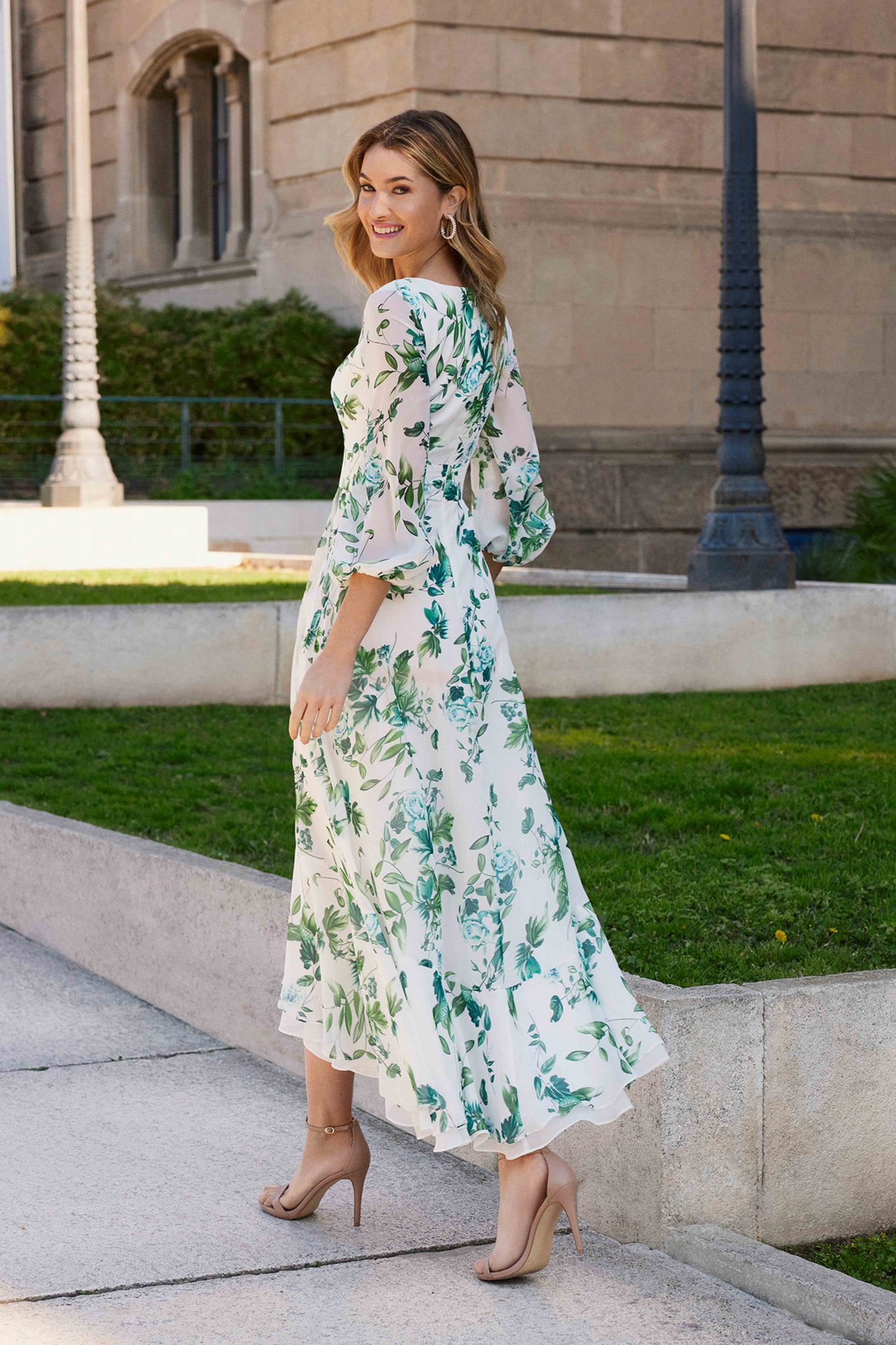 Dipped Hem Floral Dress. 7G129 - Catherines of Partick