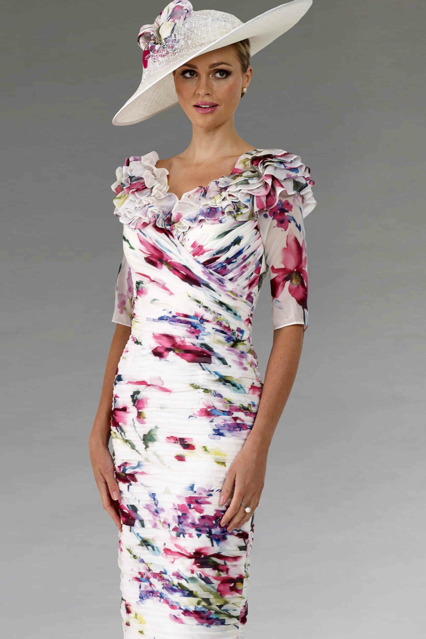 Short Fitted Dress With Sleeves. IRIS880 - Catherines of Partick