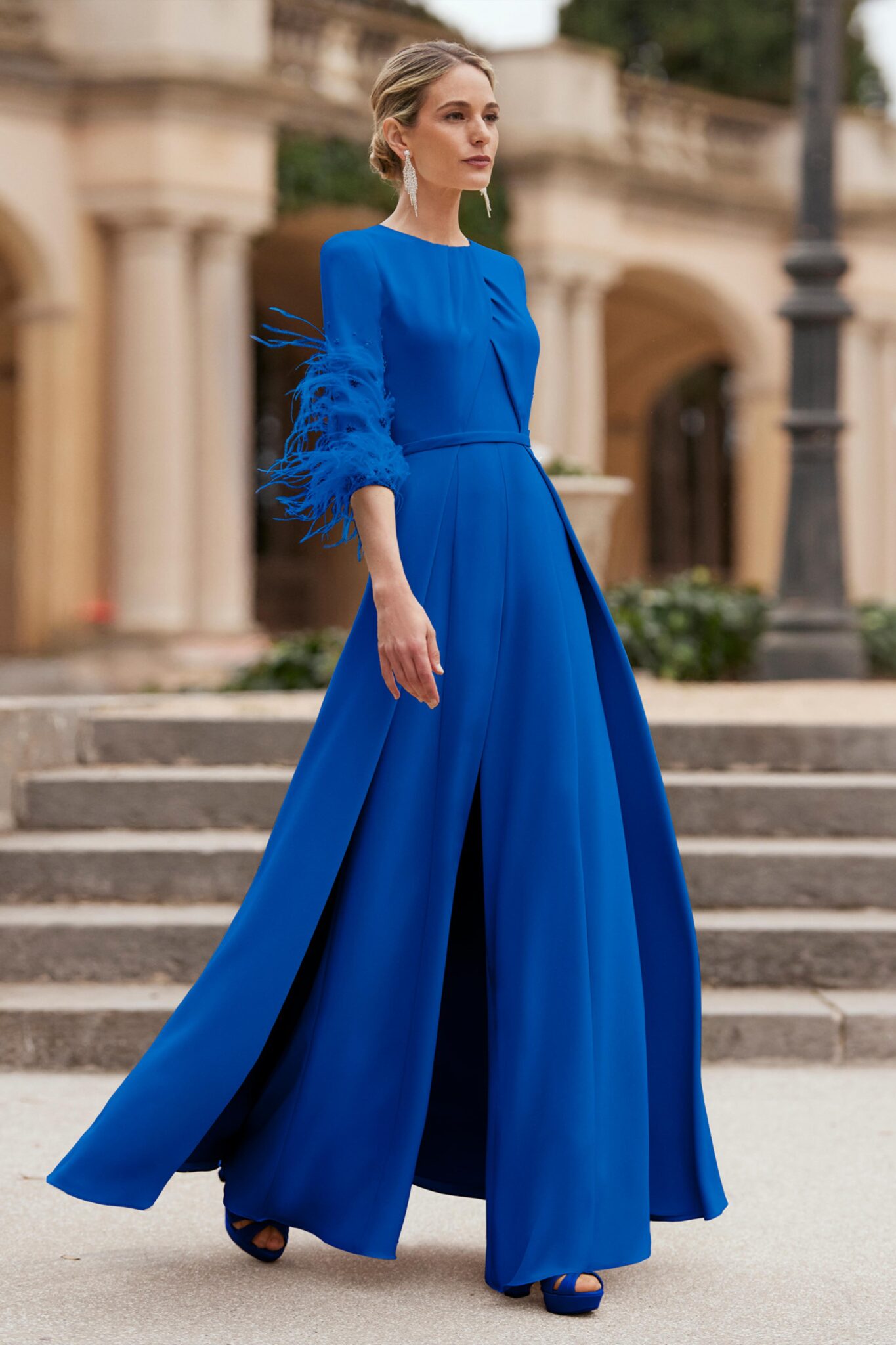 Wide Leg Jumpsuit With Feather Details. Rosa Clara 8G145 - Catherines ...