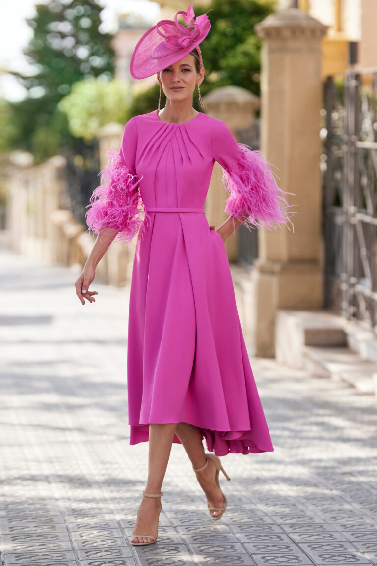 Dipped Hem Dress With Feather Detailing. 8G1N2 - Catherines of Partick