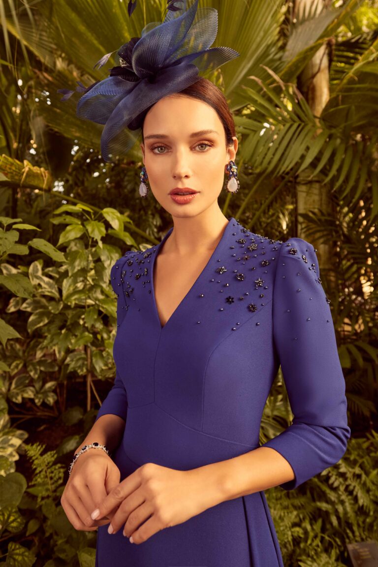 Mid Length Dress With Beaded Shoulders. 36050 - Catherines of Partick