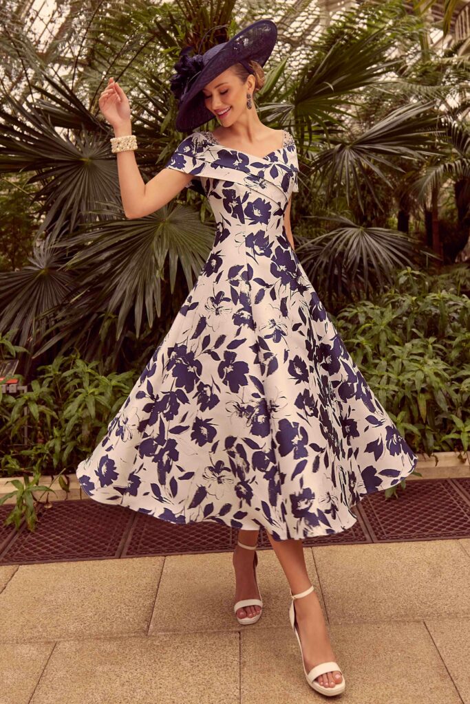 Mid Length Floral Dress With Full Skirt. 992320 - Catherines of Partick