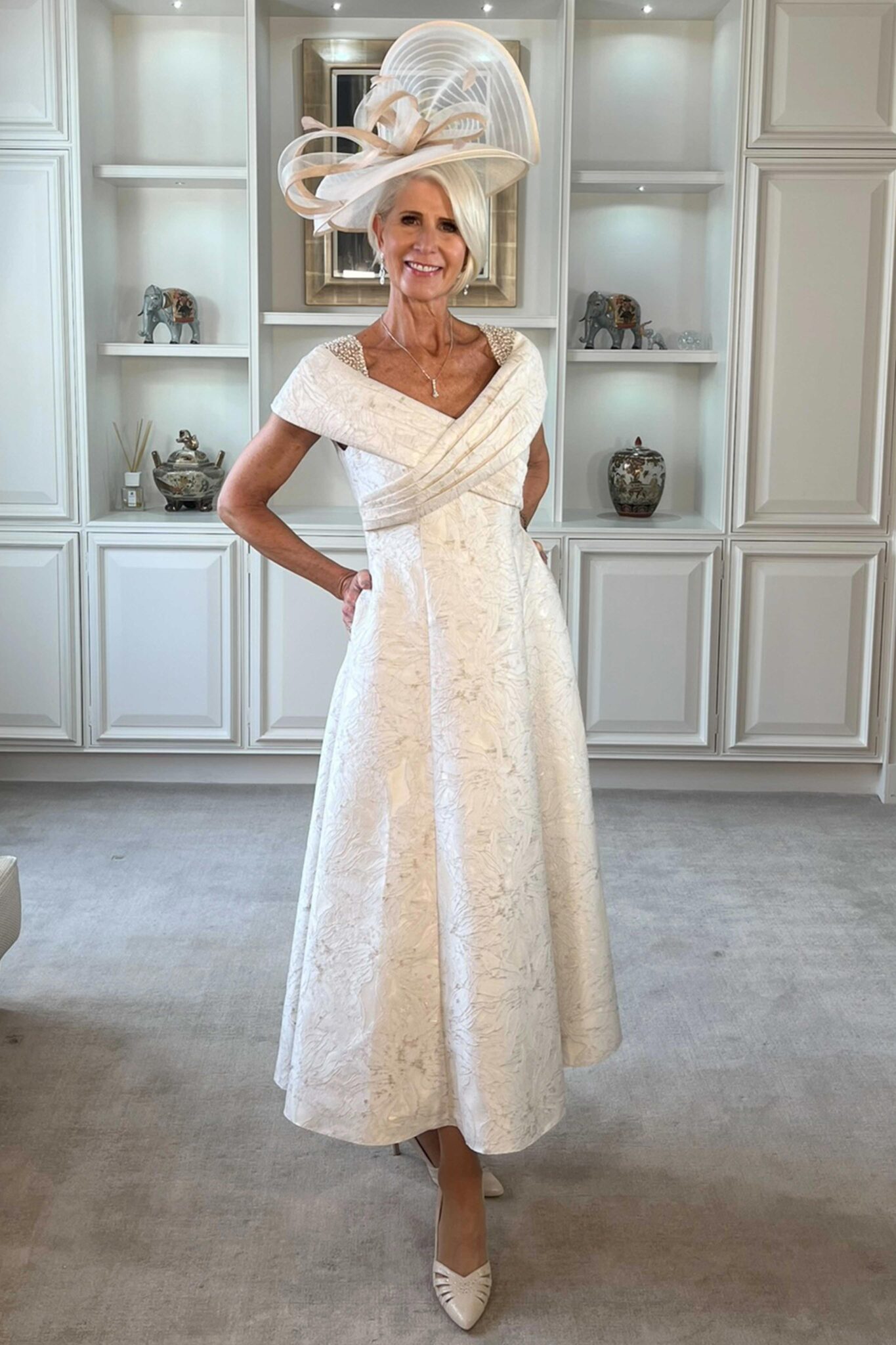 A-Line Dress with Illusion Bardot Neckline. 29259. - Catherines of Partick