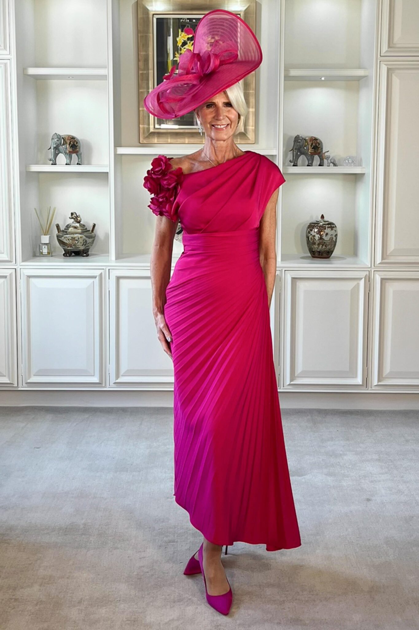 Midi Dress With 3D Floral Shoulder Embellishment. 66666. - Catherines ...