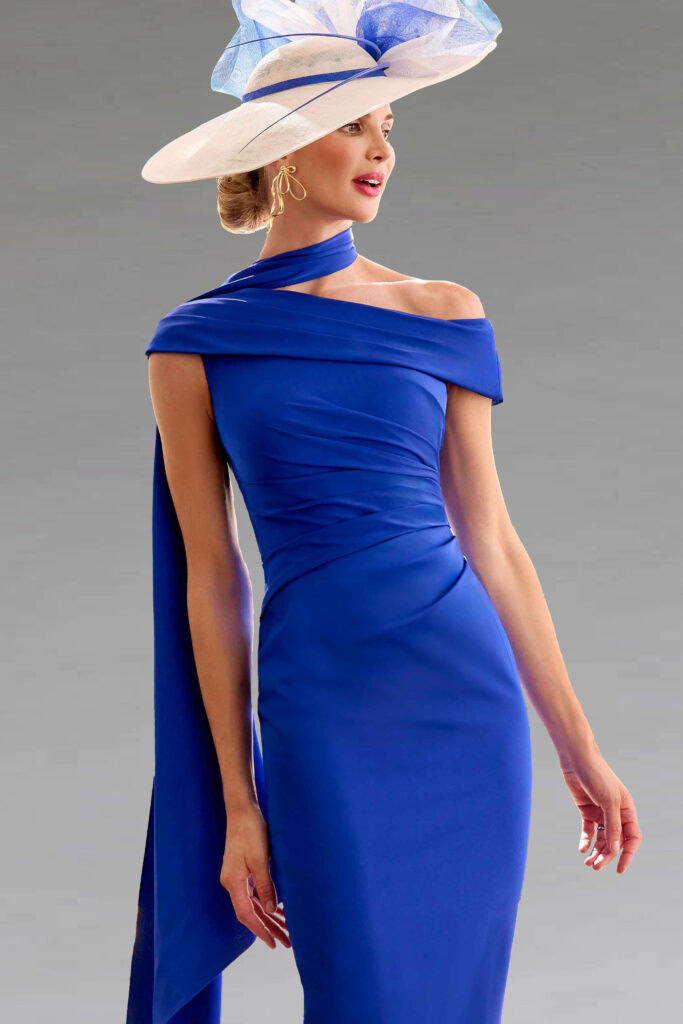 Mid Length Dress With Elegant Scarf Detail. 66633. - Catherines of Partick