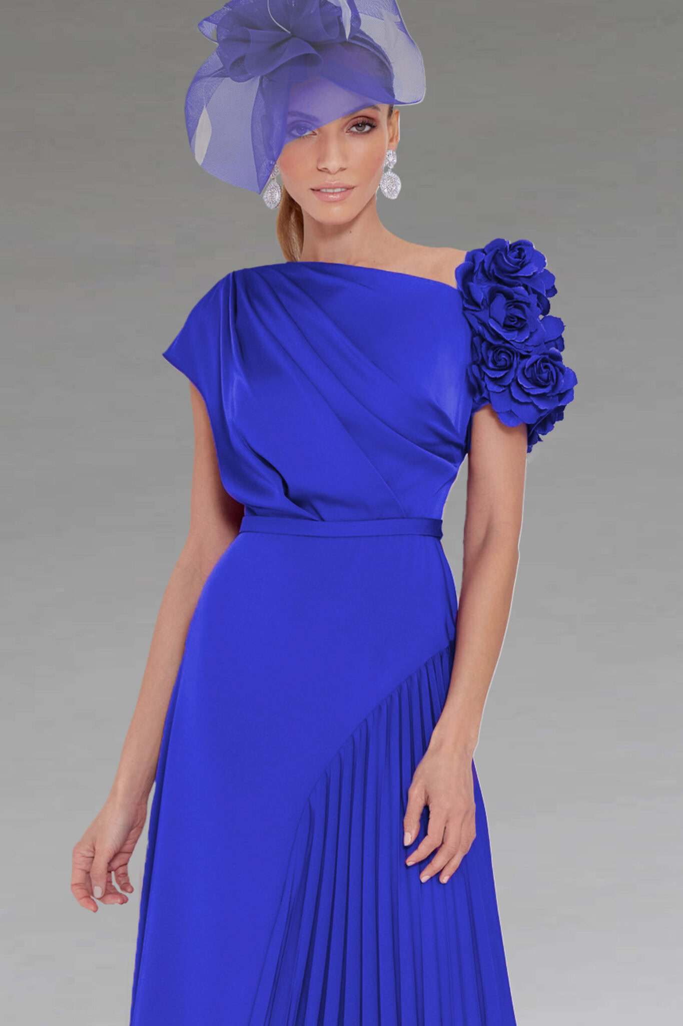 Midi Dress With Plisse Panelled Skirt. 66553A. - Catherines of Partick