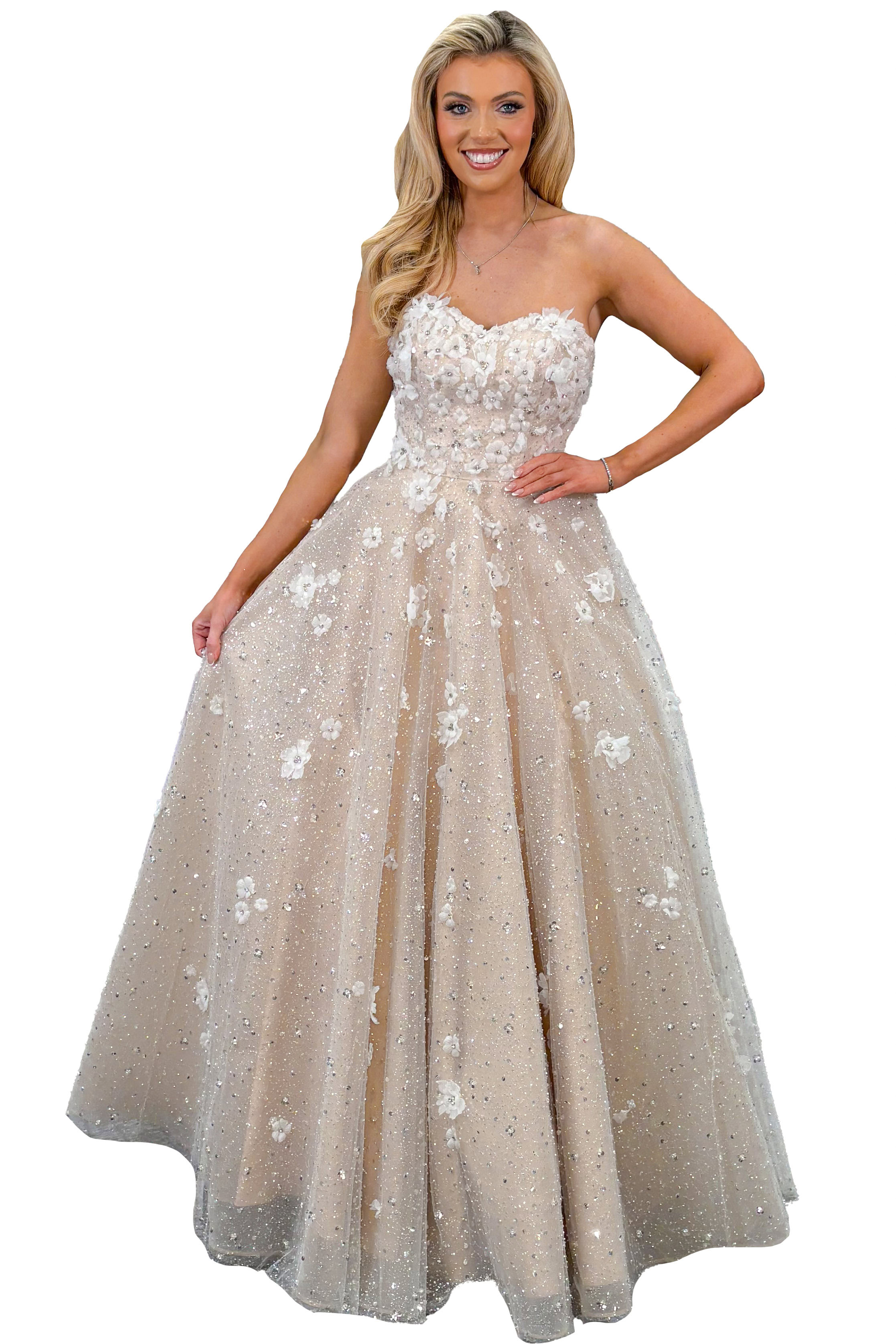 Strapless Dress With Full Skirt. TNP751 - Catherines of Partick