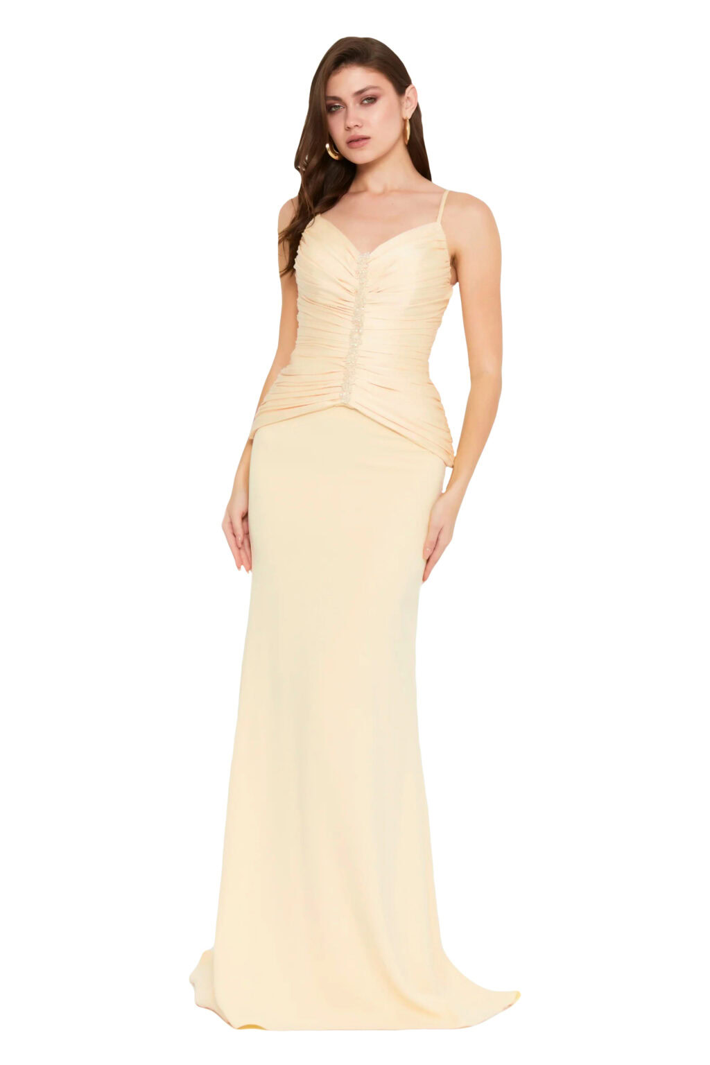 Full Length Dress With Ruched Detailed Bodice. Astrid - Catherines of ...